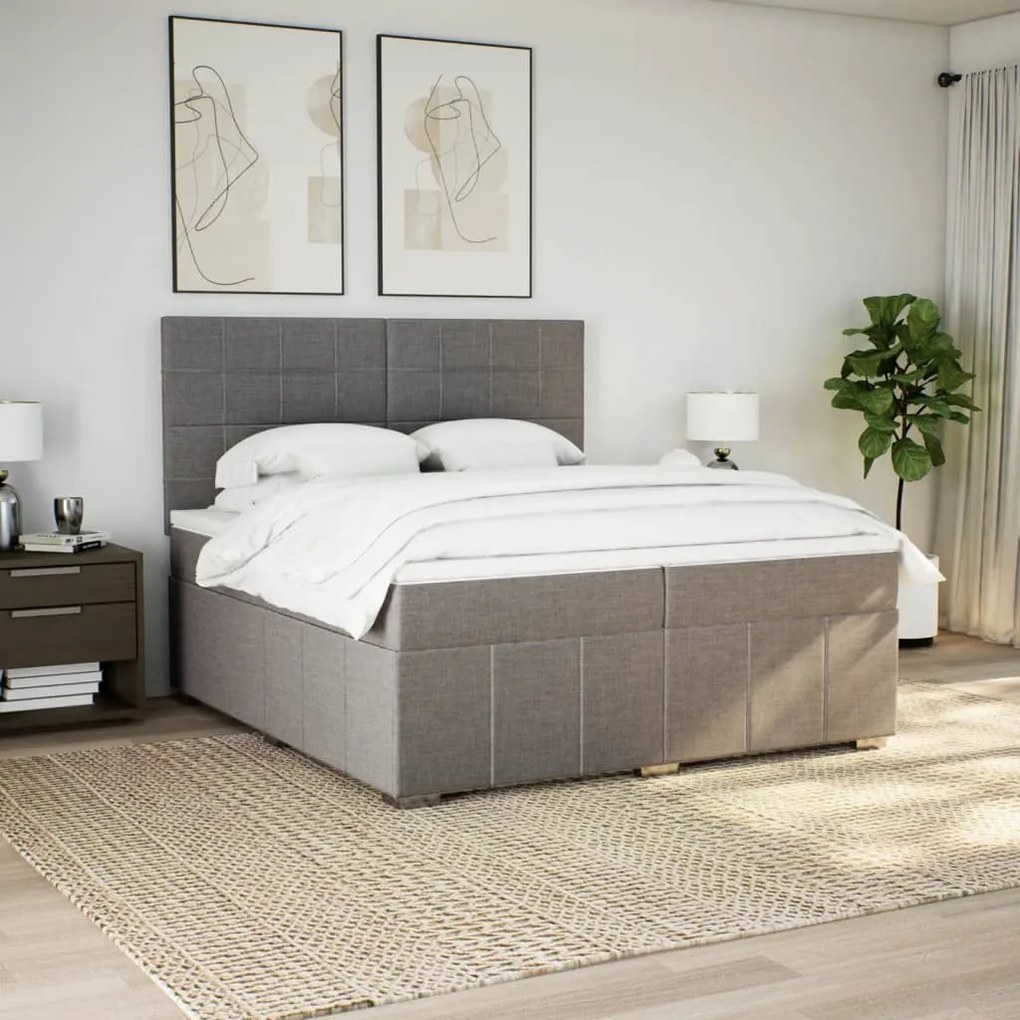 Box spring postel s matrací taupe 200x200 cm textil 3294079