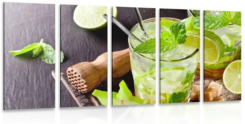 5-dílný obraz lahodné Mojito