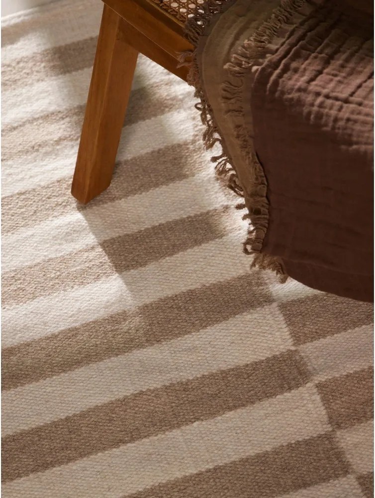 Bílý/světle hnědý oboustranný/ručně tkaný vlněný koberec 120x180 cm Vika – Hanse Home