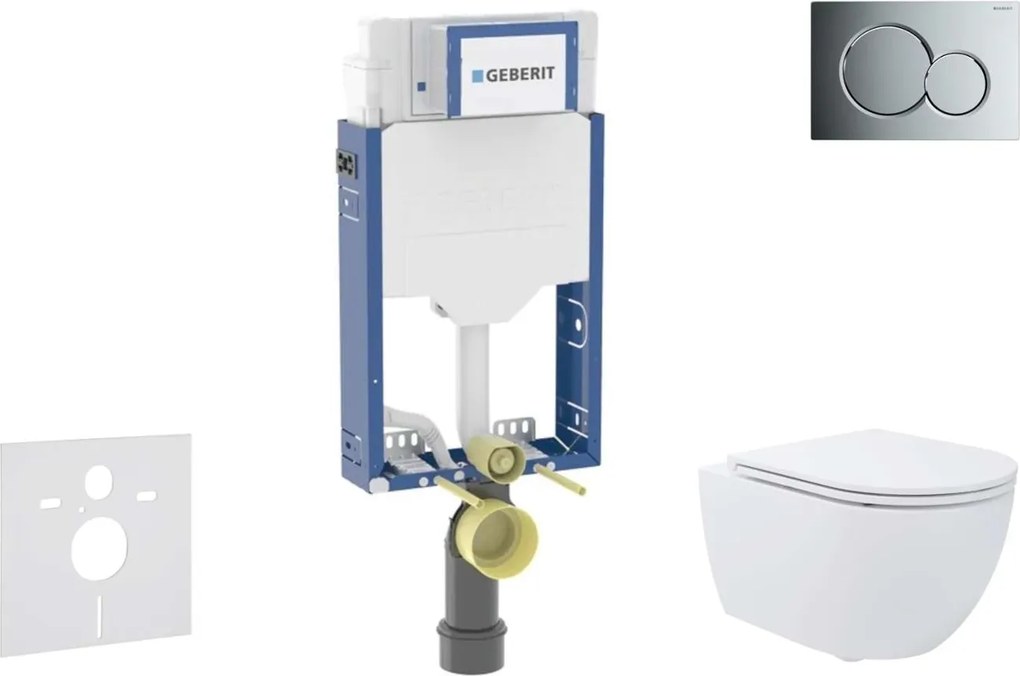 SANITINO - Set předstěnové instalace, klozetu Oudee a Slim sedátka softclose, tlačítko Sigma01, lesklý chrom SANI11CA1187