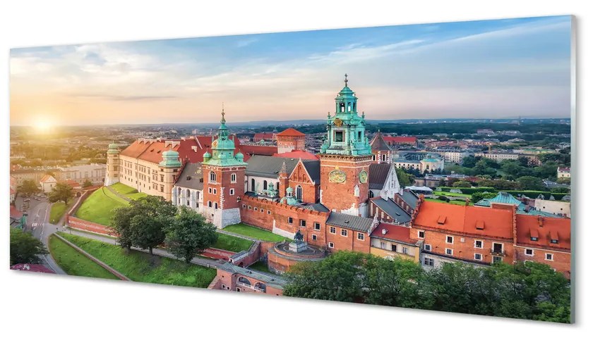 akrylový obraz Krakow castle panorama svítání 120x60 cm