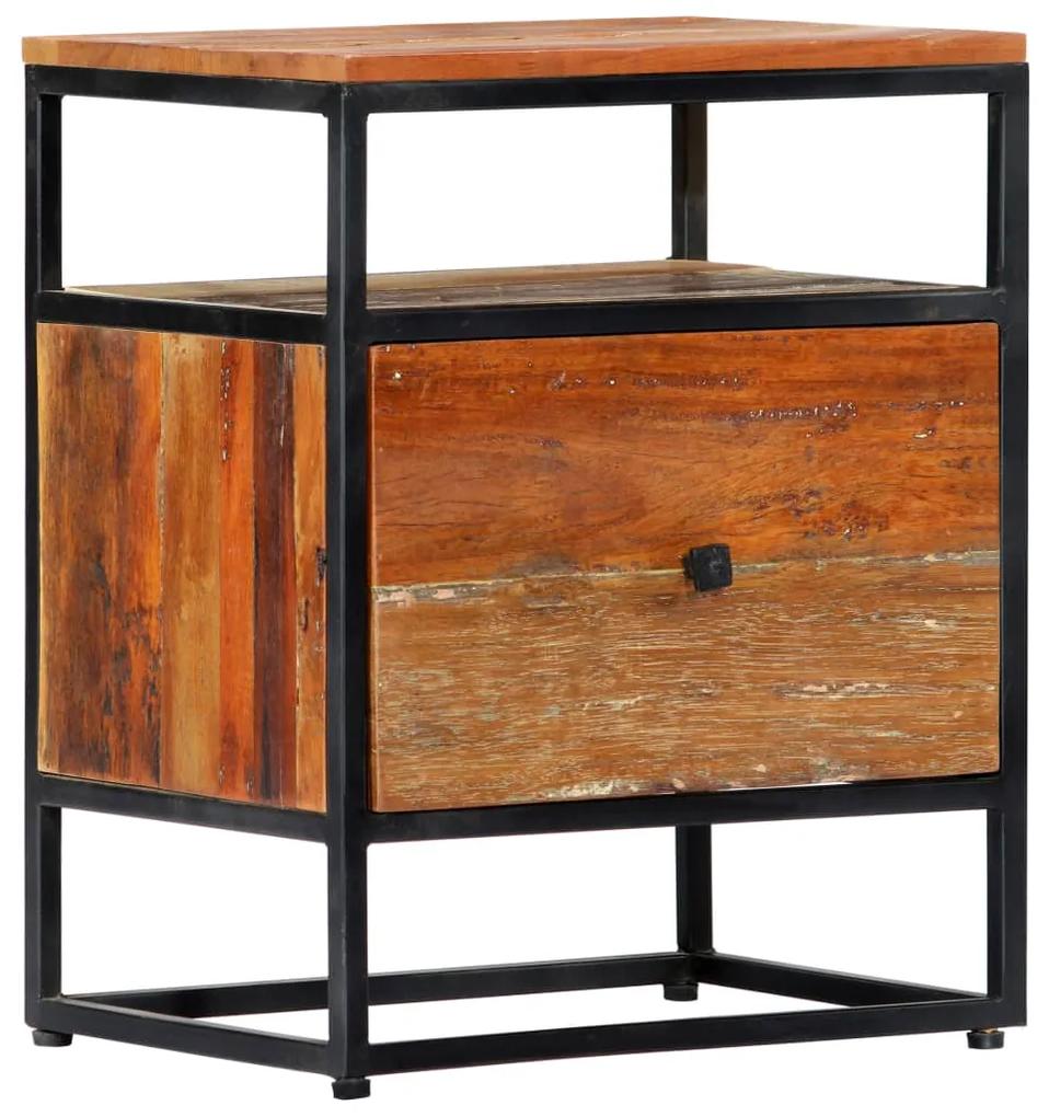 Noční stolek 40 x 30 x 50 cm masivní recyklované dřevo a ocel - Default Title