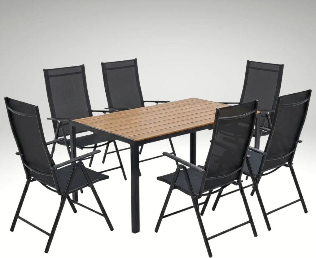 Vikio Zahradní set 140x80 pro 6 osob skládací židle V136-P2 přírodní