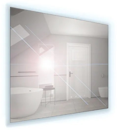 BPS-koupelny Zrcadlo závěsné s LED podsvětlením po obvodu Nikoletta LED 1 Typ: bez vypínače, Rozměry (cm): 80x65 - (Nikoletta LED 1/80)