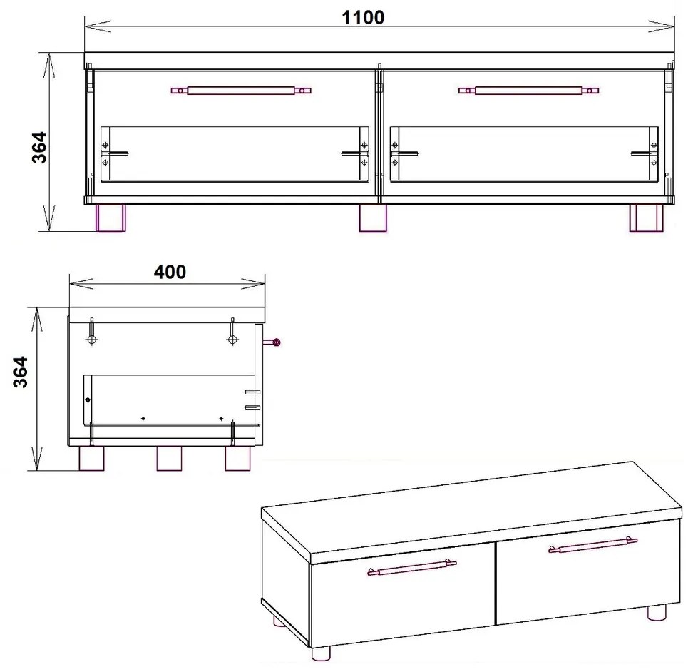 Vomaks TV stolek MG-2-2 olše