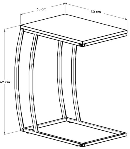 Odkládací stolek 65x35 cm černá