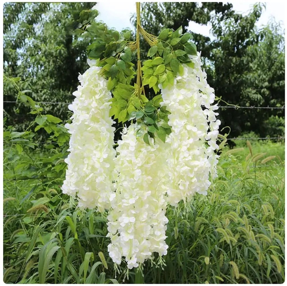Závěsná girlanda - umělé květy (12 ks) Barva: Bílá
