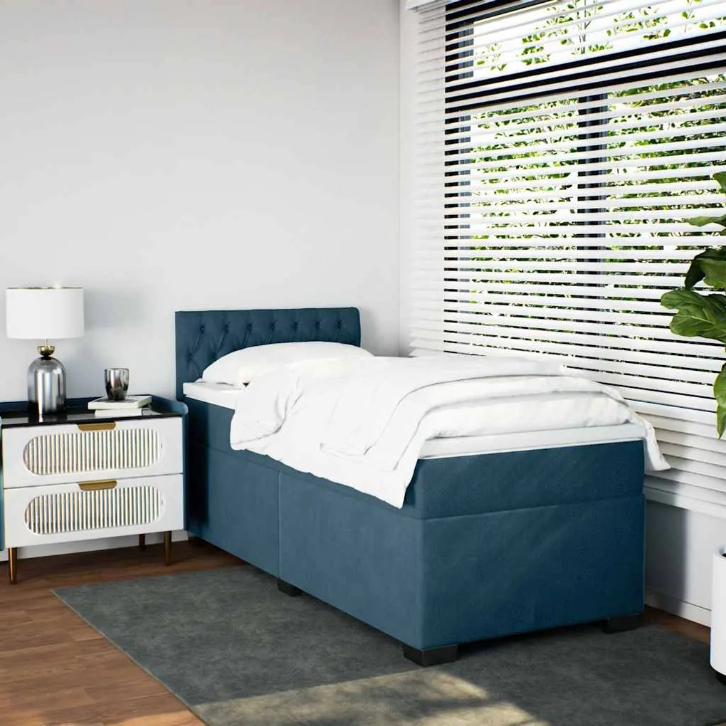 Box spring postel s matrací modrá 90 x 190 cm samet 3288496