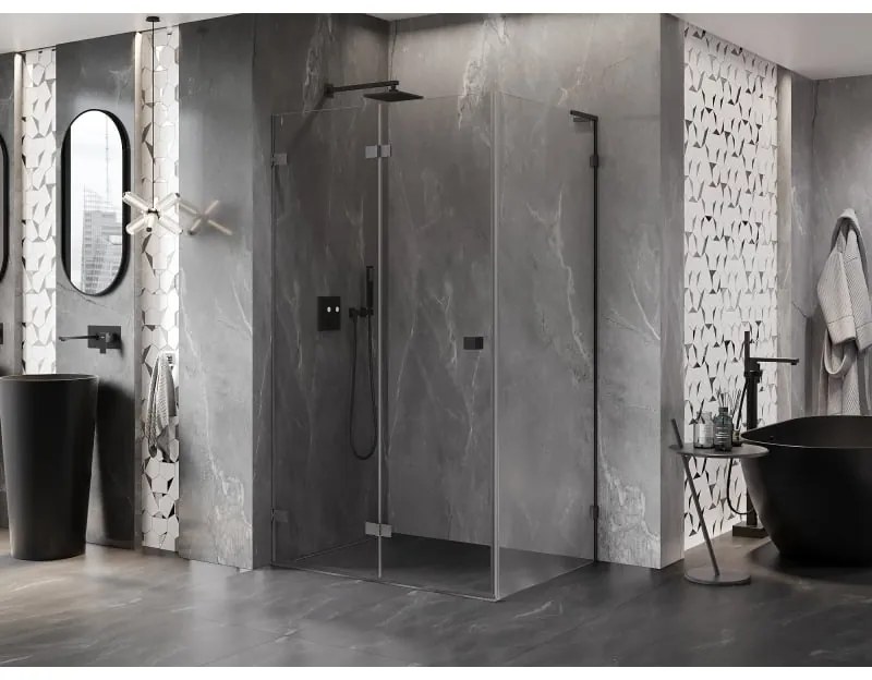 Mexen Lunar-F L, skládací sprchový kout levý 100 x 70 cm, 8mm čiré sklo, profil grafit broušený, 836L-100-070-66-00-L