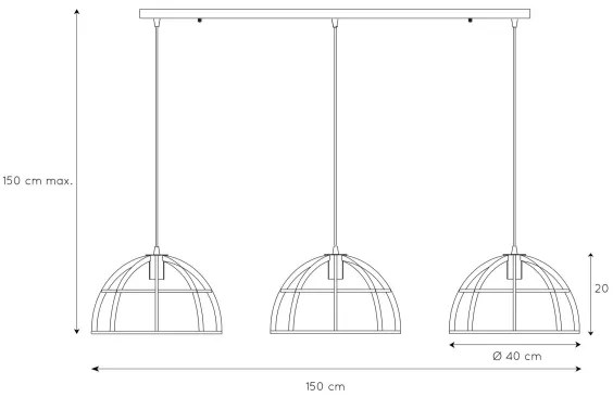 Lucide 76464/03/30 - Lustr na lanku DIKRA 3xE27/60W/230V
