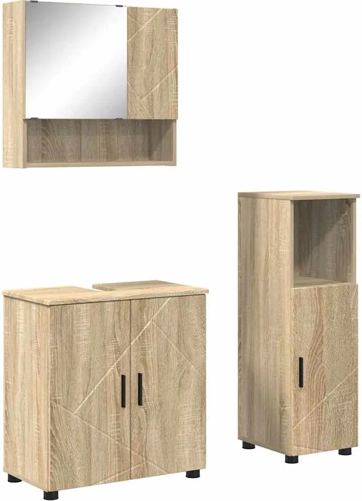 Sada koupelnového nábytku 3 ks Sonoma dub 61 x 35 x 64 cm 3392945