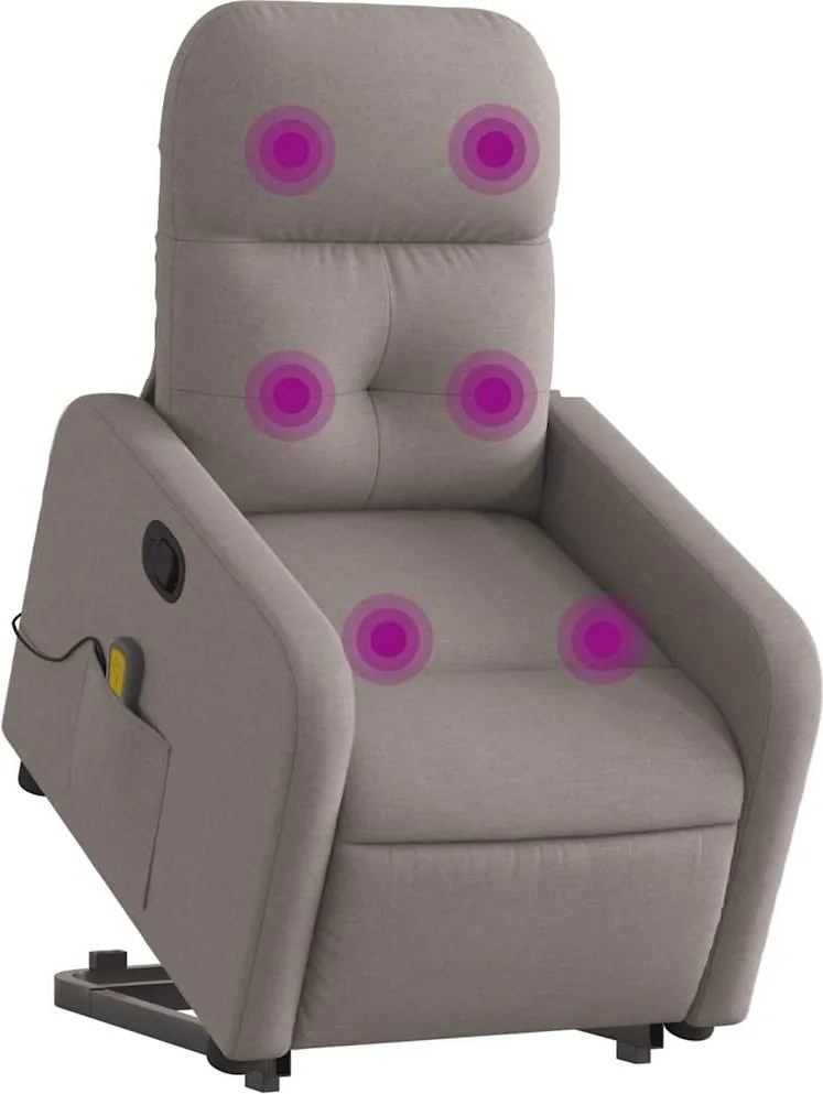 Zvedací masážní polohovací křeslo taupe textil 3206811
