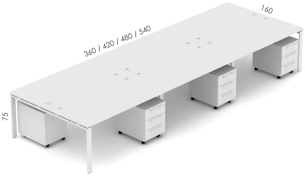 NABYTEK-DESIGNOVY.CZ - DEBZ39U - Kancelářská sestava EPIC Z39 U, volitelná délka stolu 360/420/480/540cm, dub/černá