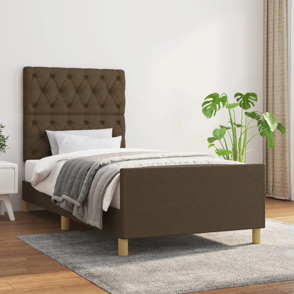 Rám postele bez matrace tmavě hnědá 80 x 200 cm textil 3125255