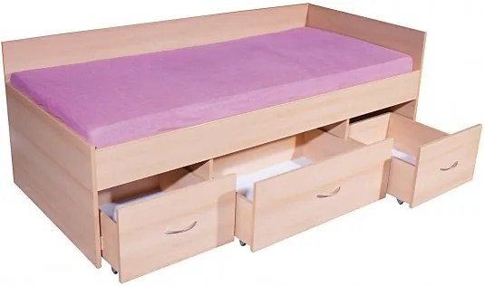 Vyvýšená dětská postel s úložným prostorem GAMA, 90x200 , Javor