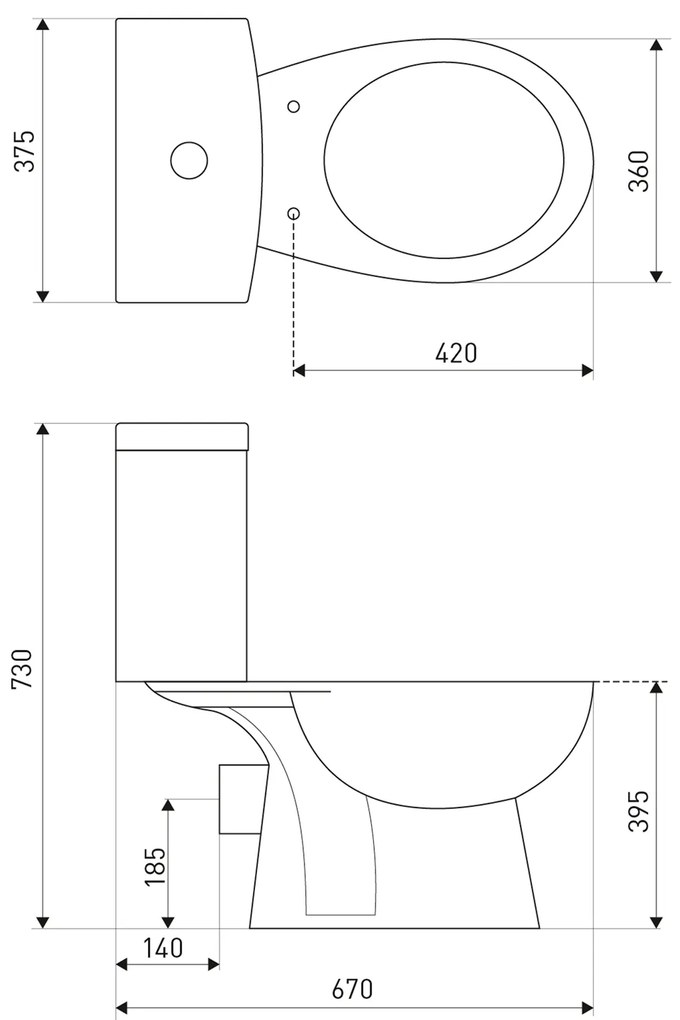 Novoterm WC kombi NV-Tetra se zadním odpadem a SoftClose sedátkem