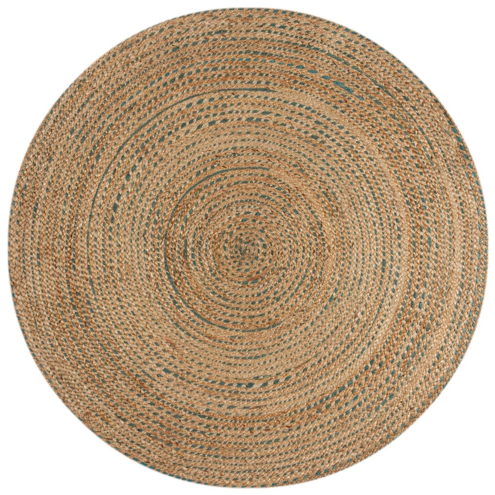 Flair Rugs koberce Kusový koberec Capri Jute Natural/Blue kruh - 180x180 (průměr) kruh cm