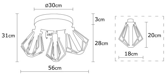Přisazený lustr OYLAT 3xE27/40W/230V
