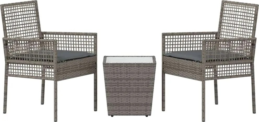 Zahradní bistro set 3 ks Šedá polyratan 3334957