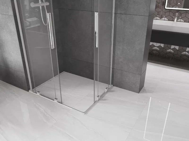 Mexen Velar L Duo, sprchový kout s posuvnými dveřmi 90 x 80 cm, 8mm čiré sklo, chromová, 871-090-080-02-03-01
