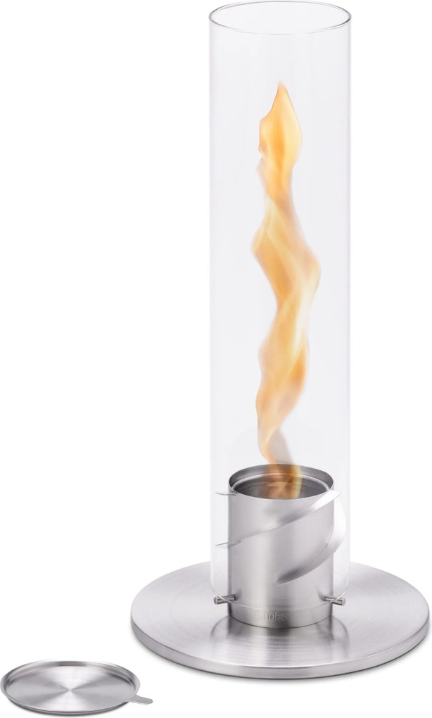 Lucerna na svíčky Spin s podstavcem malá stříbrná