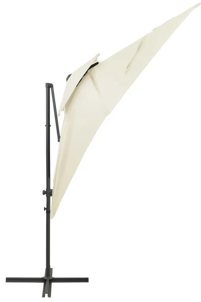 Konzolový slunečník s dvojitou stříškou pískový 250 x 250 cm,  312360