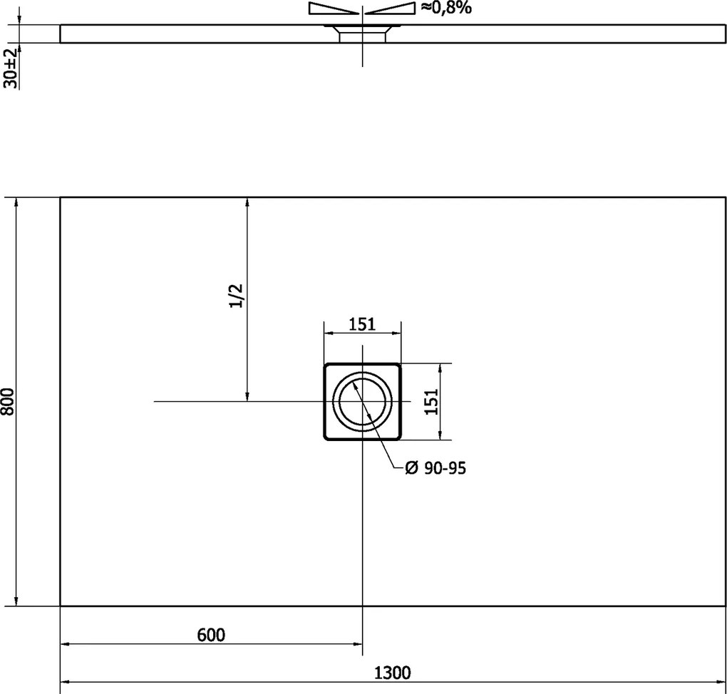 Polysan, FLEXIA sprchová vanička z litého mramoru s možností úpravy rozměru 130x80x3cm, 72899