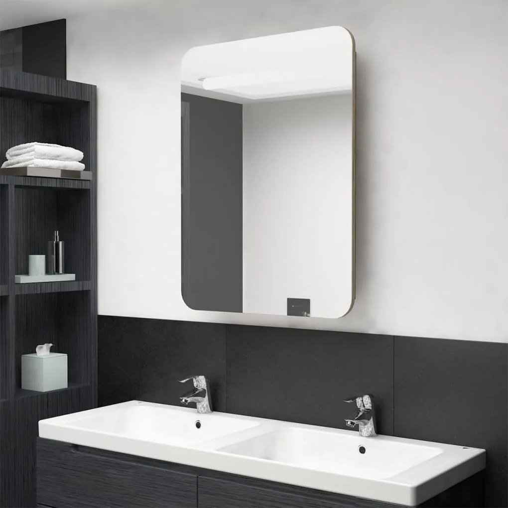 326507 vidaXL LED koupelnová skřínka se zrcadlem dub 60 x 11 x 80 cm