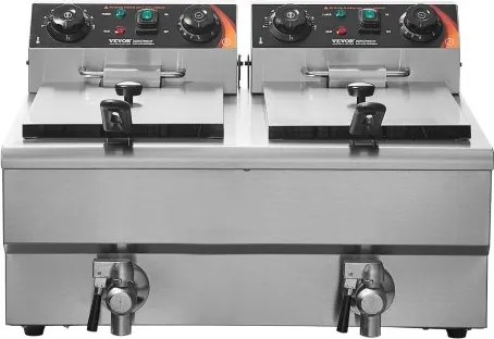 Komerční elektrická fritéza Stolní fritéza s dvěma nádržemi 6000 W
