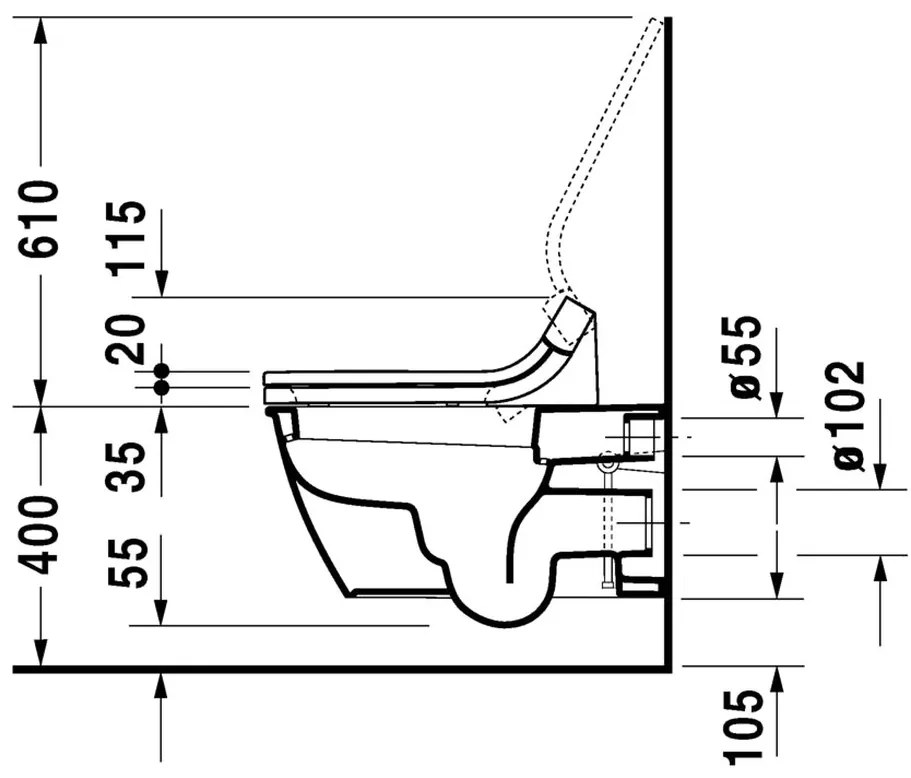 Duravit Darling New - Závěsné WC, 37 x 62 cm, bílé 2544090000