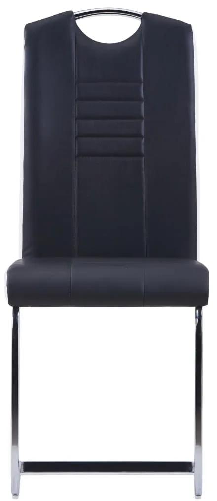 Jídelní židle Smooth - 4 ks - černé | umělá kůže
