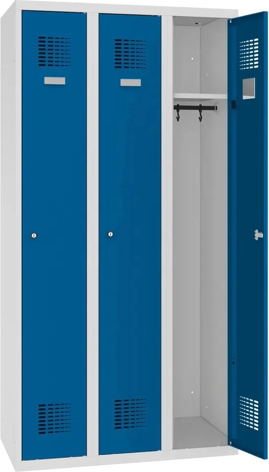 MALOW Šatní skříň kovová Sum 330 W šířka 900 mm [tmavě šedá RAL 7032, tmavě šedá RAL 7032, cylindrický zámek]