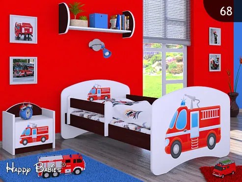 Dětská postel s obrázkem hasiči 180 x 90 cm - bílá