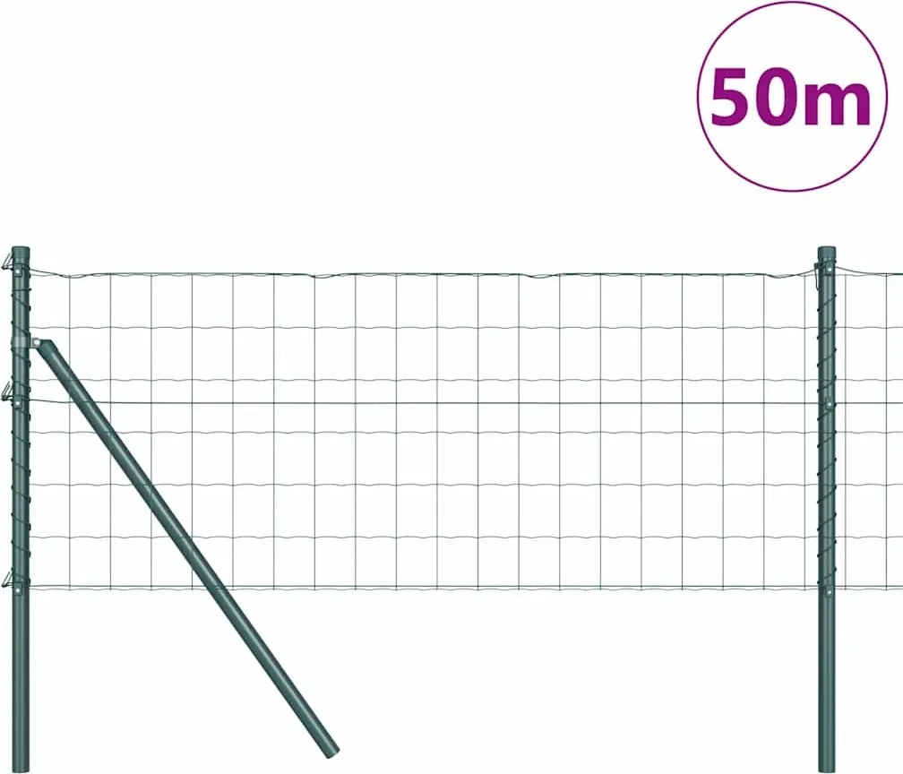 Euro plotové kotvení 50 x 0,6 m Ocel potažená PVC Zelená 3350343