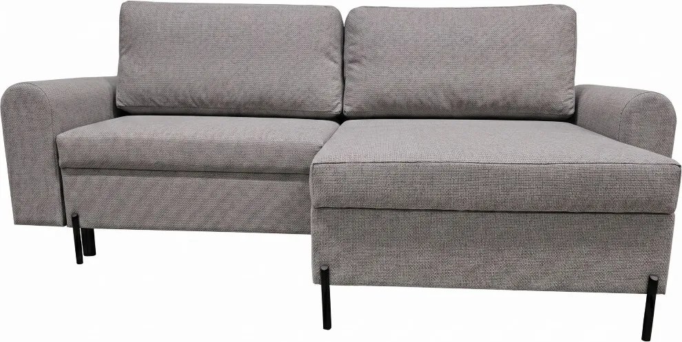Rohová rozkládací sedací souprava do L PORTINE, 245 cm, s úložným prostorem Roh pohovky: Pravý roh, Barva látky Sawana: Perlová (Sawana 84)