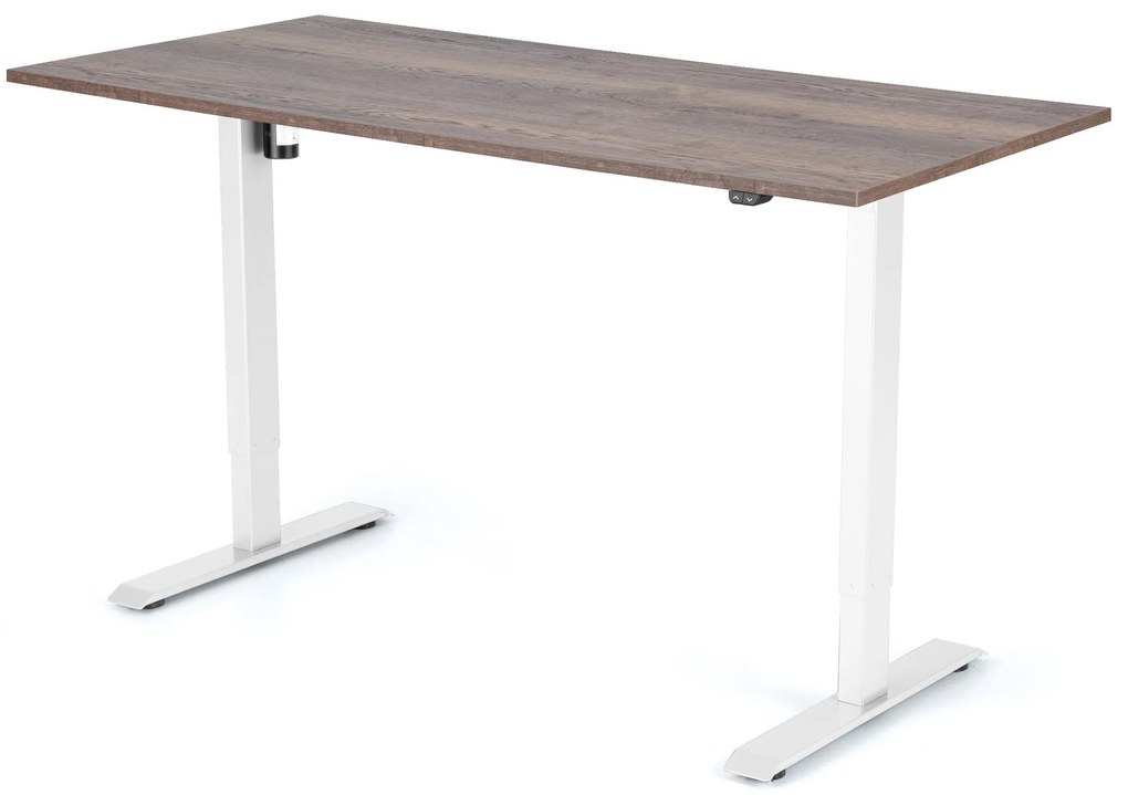 Výškově nastavitelný stůl Liftor 2segmentové nohy bílé,  deska 1600 x 800 x 25 mm dub halifax