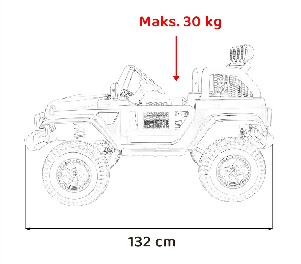 Ramiz Terénní auto OFF-ROAD 3.0 pro děti černé + dálkové ovládání + pomalý start + pásy + LED a zvuky