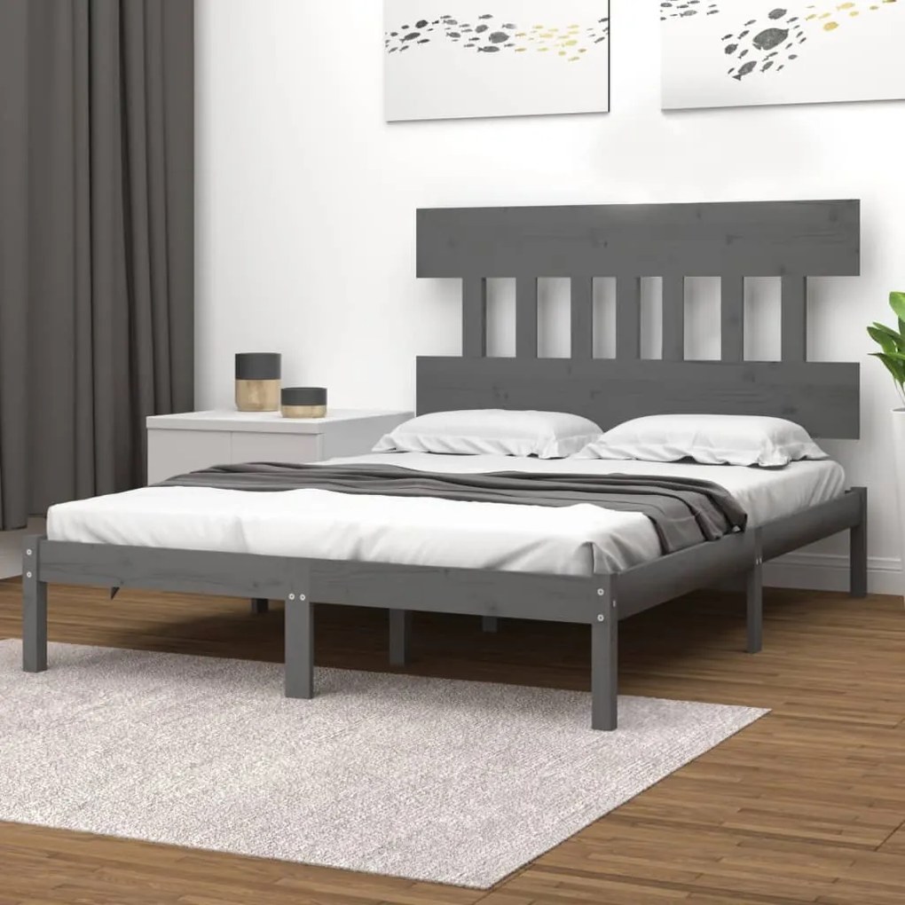 Rám postele šedý masivní dřevo 200 x 200 cm 3104760