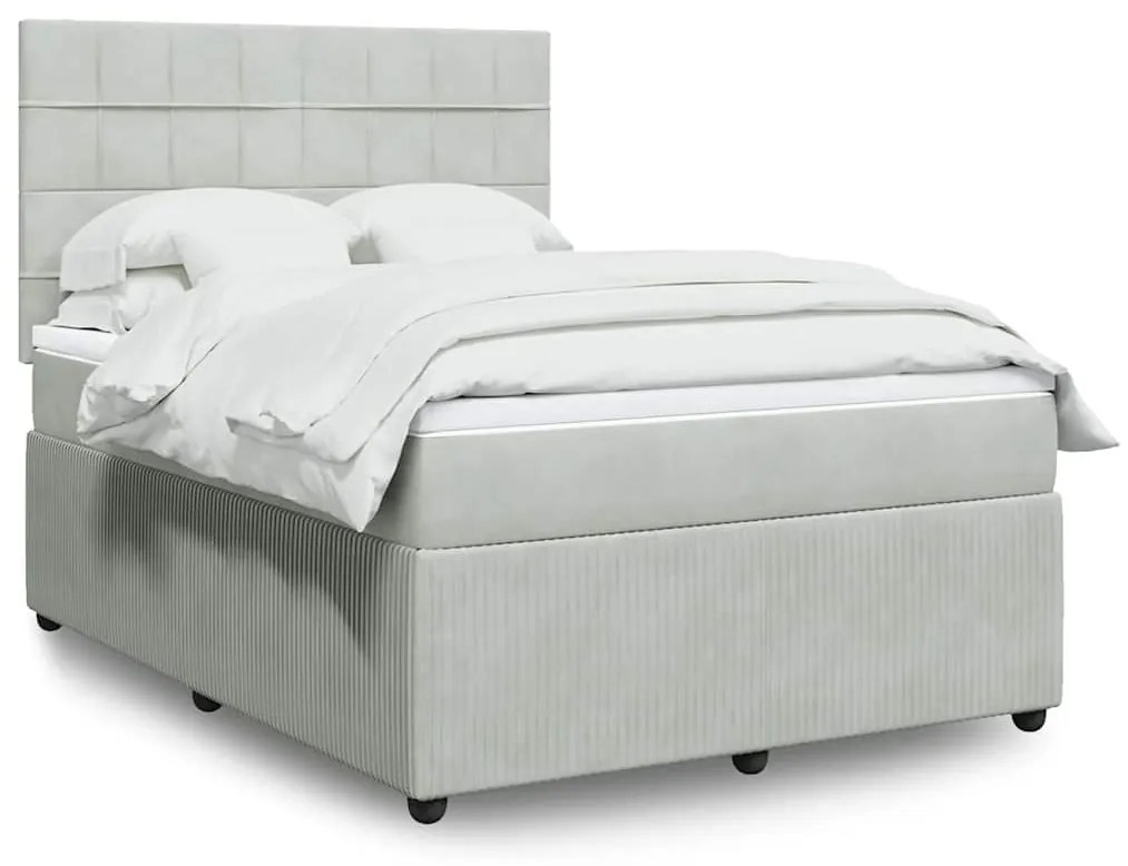 Box spring postel s matrací světle šedá 140x190 cm samet 3294634