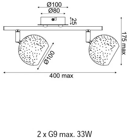 ACA DECOR Přisazené bodové svítidlo PLANETARIO max. 2x33W/G9/230V/IP20, černé