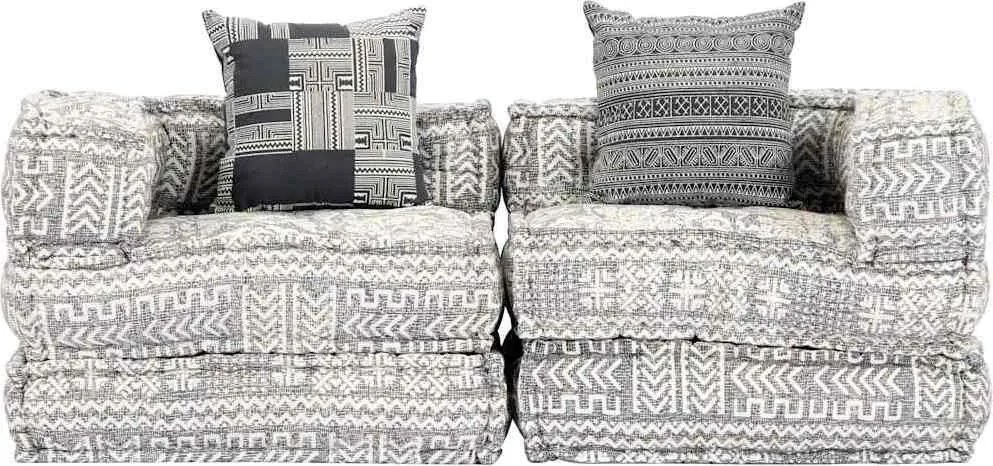 vidaXL 2místný modulární pouf pruhovaný textil [244977] Barva: Patchwork