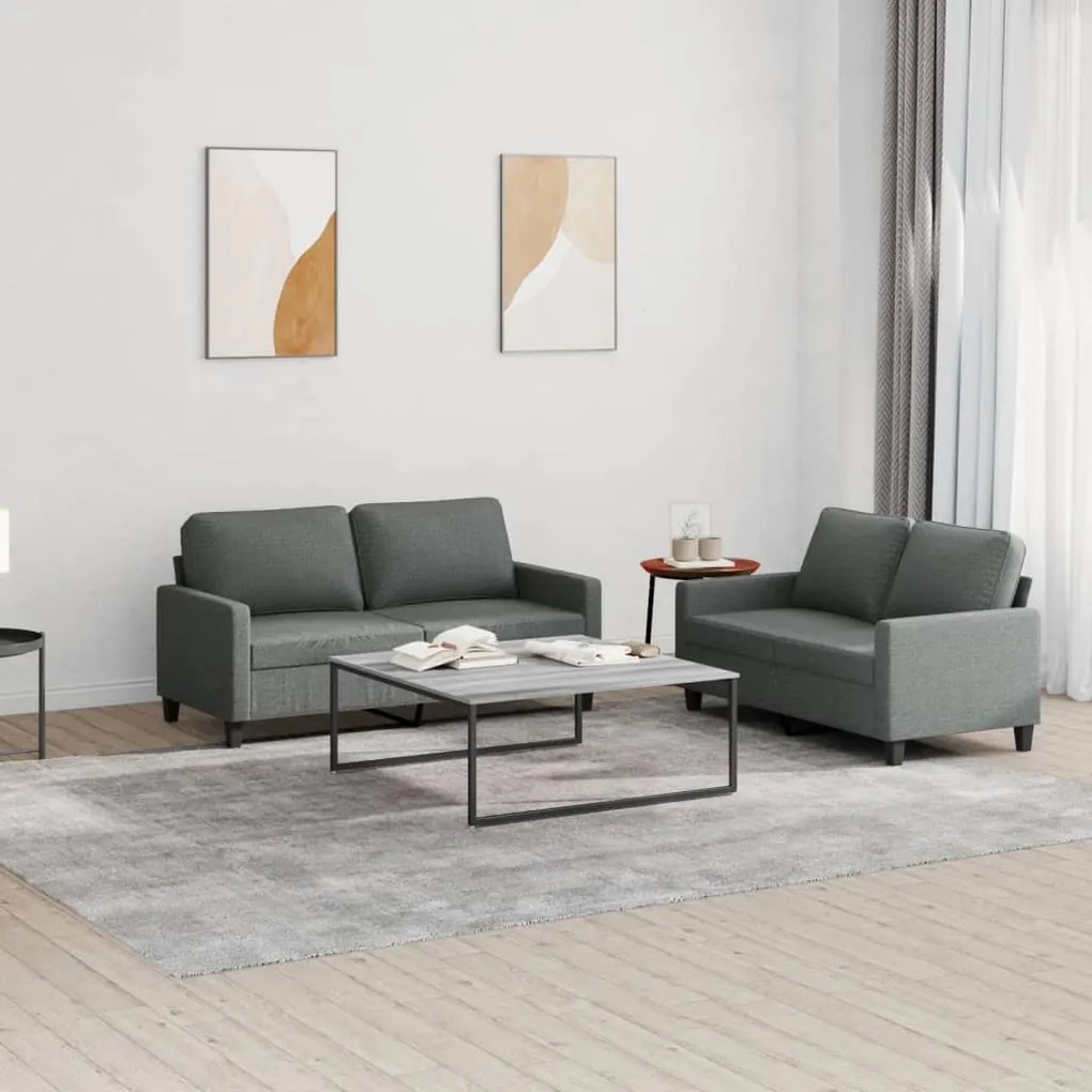 2dílná sedací souprava s poduškami tmavě šedá textil 3201445