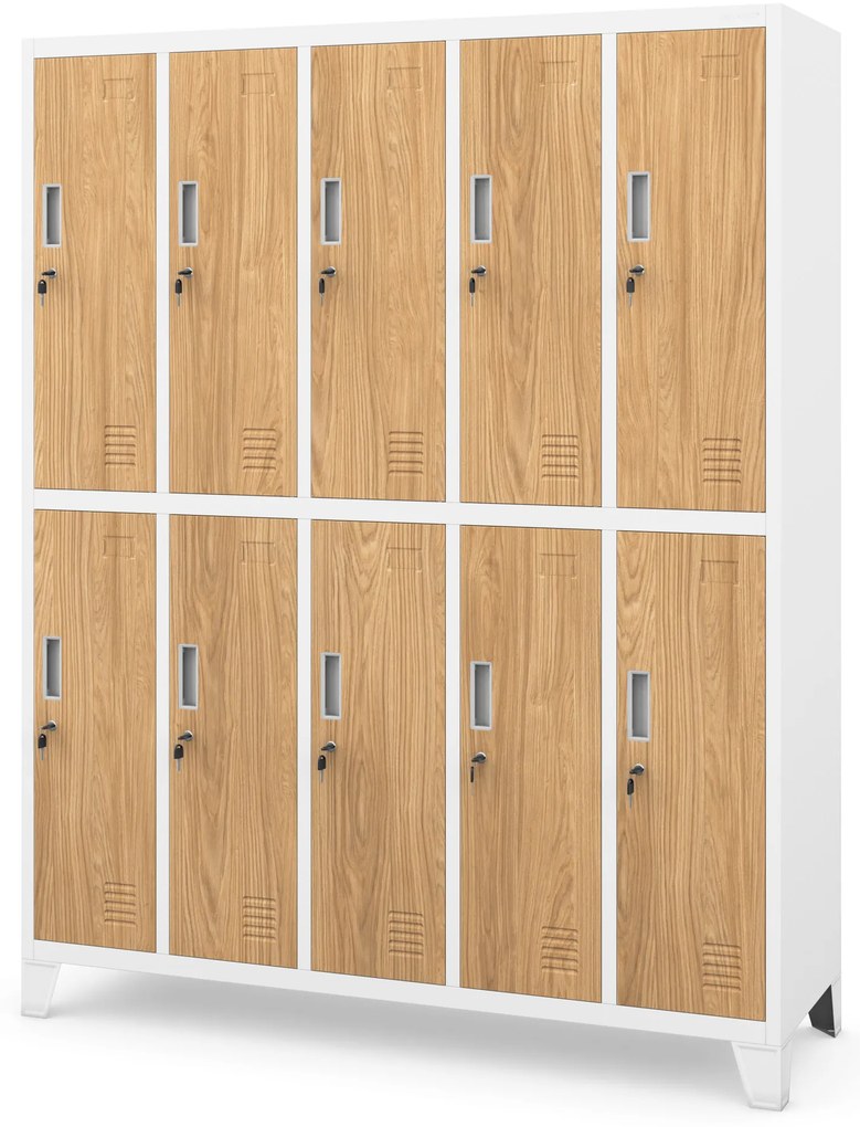 Šatní skříň 10-dveřová, bílá/zlatý dub, 1360x1720x450 mm: BARTEK Eco Design