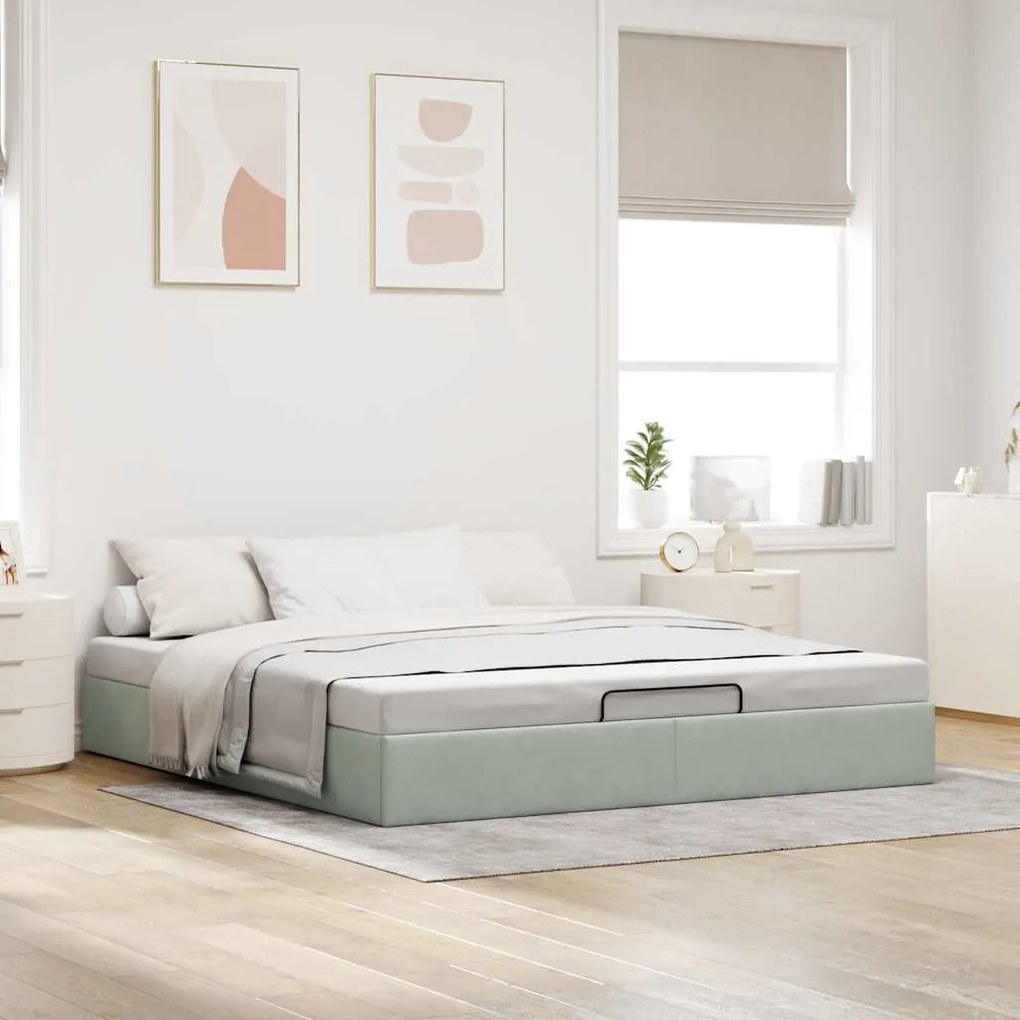 Osmanský rám postele bez matrací světle šedá 200x200 cm samet 3310985