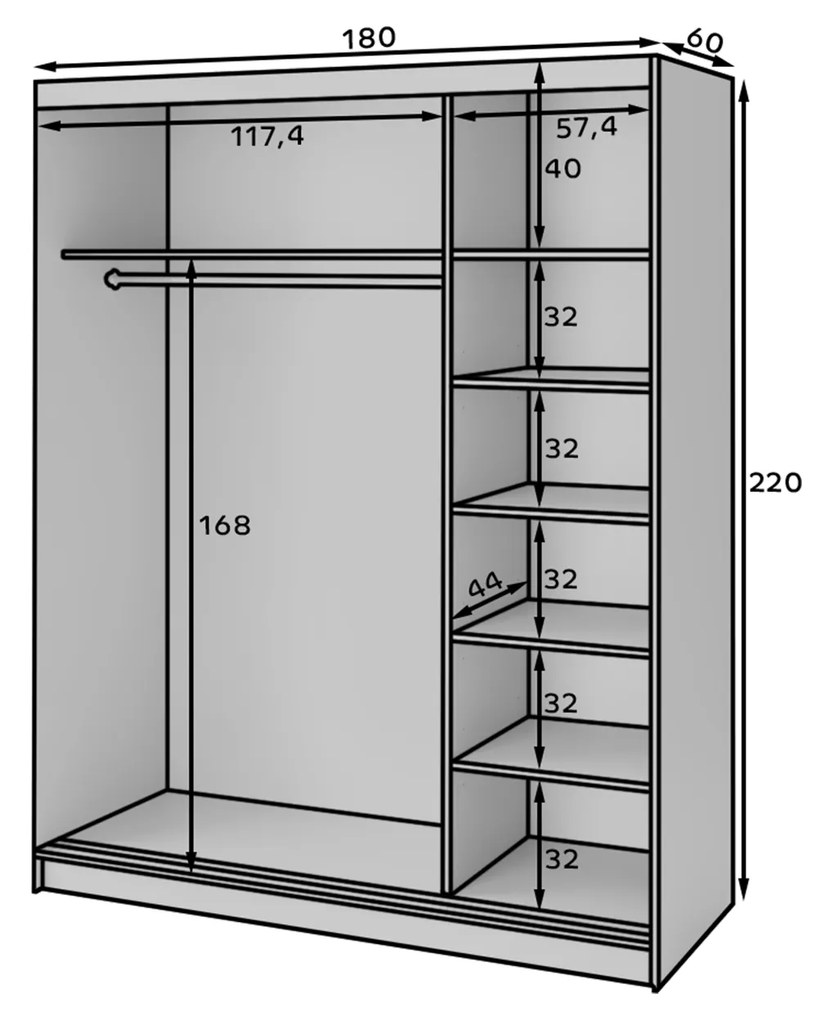 Eltap Šatní skříň Biancco III se zrcadlem