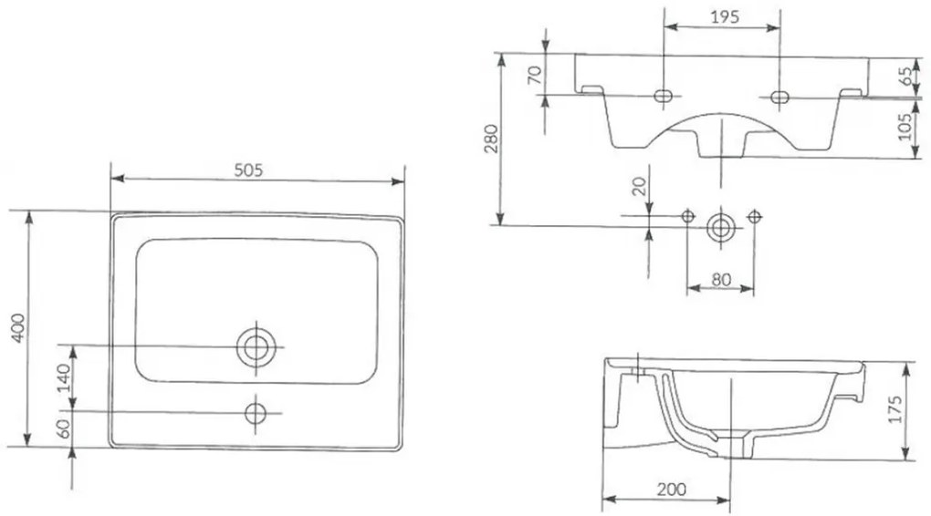 Cersanit Crea BOX skříňkové umyvadlo 50cm, bílá, K114-005