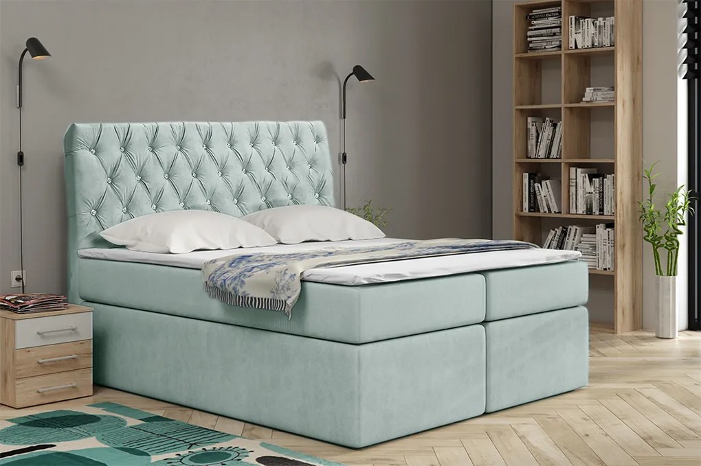 Eka Kontinentální čalouněná postel Luxurious - Cassablanca (160x200 cm) Barva látky Trinity: (2301) Krémová bíla
