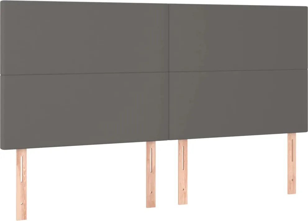 Box spring postel s matrací a LED šedá 200x200 cm umělá kůže 3135847
