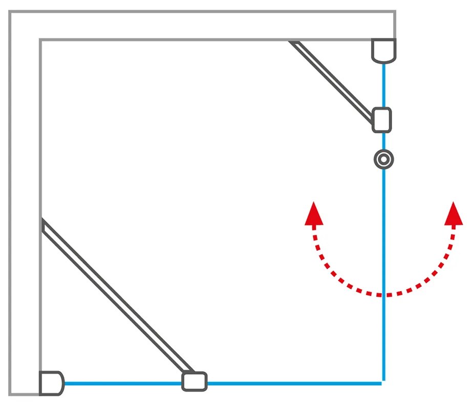 Sprchové dveře jednokřídlé LZDO1 v kombinaci s pevnou stěnou LZB Viz technická specifikace Transparent Brillant LYE4/800_LYSW1S/1000 800 1000 LYE4/800_LYSW1S/1000