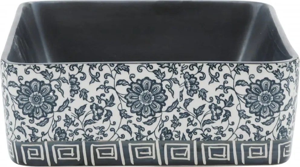 Umyvadlo na desku černé a modré obdélník 46x35,5x13 cm keramika 155071